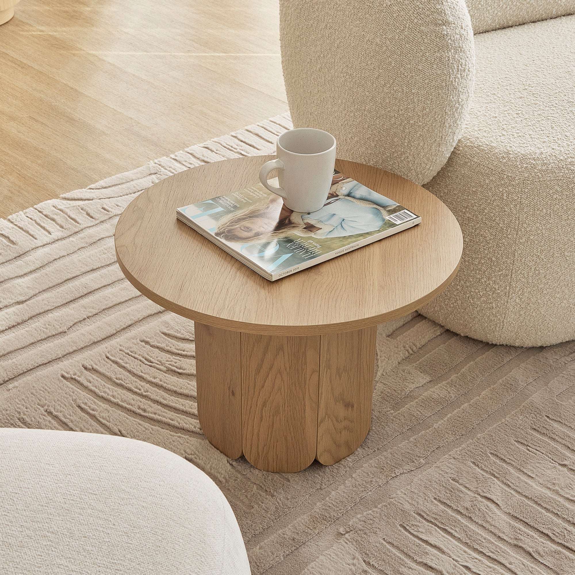 Round Side Tables in Timber, Metal & Stone Look