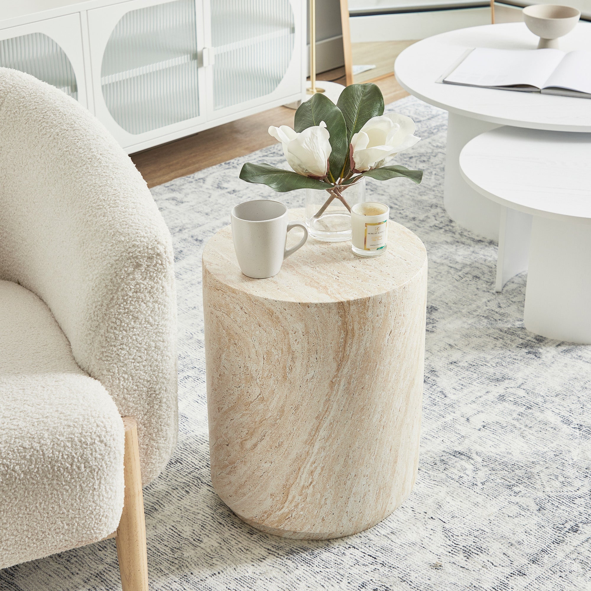 Stone Side Tables in Natural & Stone-Look Finishes