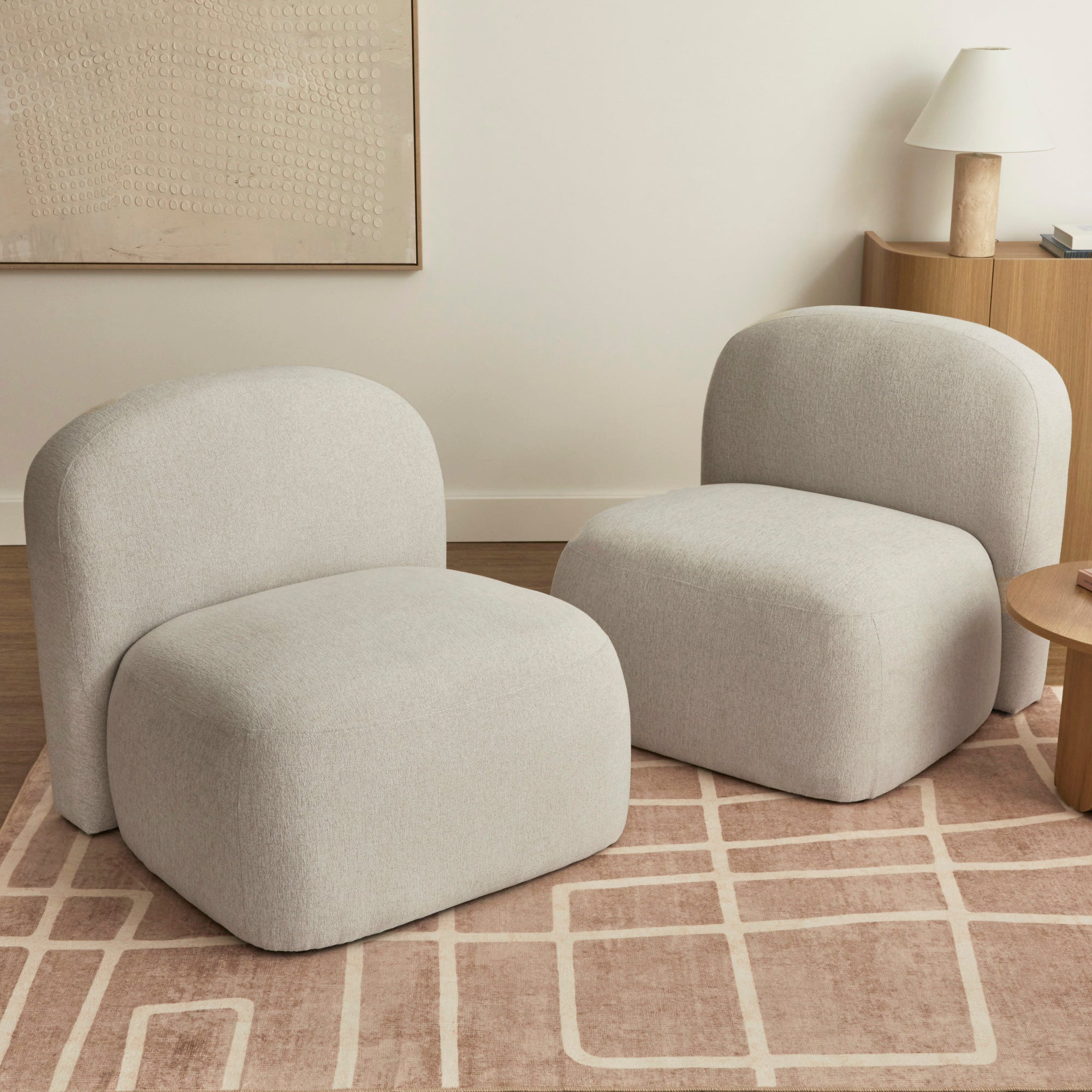 Luca Block Accent Chair Cream (Set of 2)