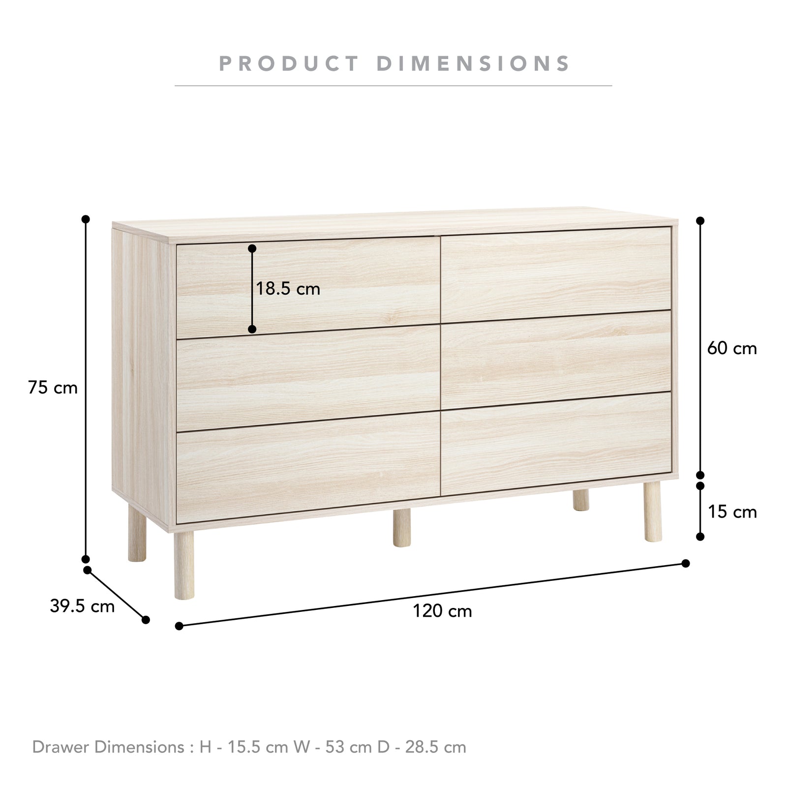 Norquay Chest of 6 Drawers Light Oak