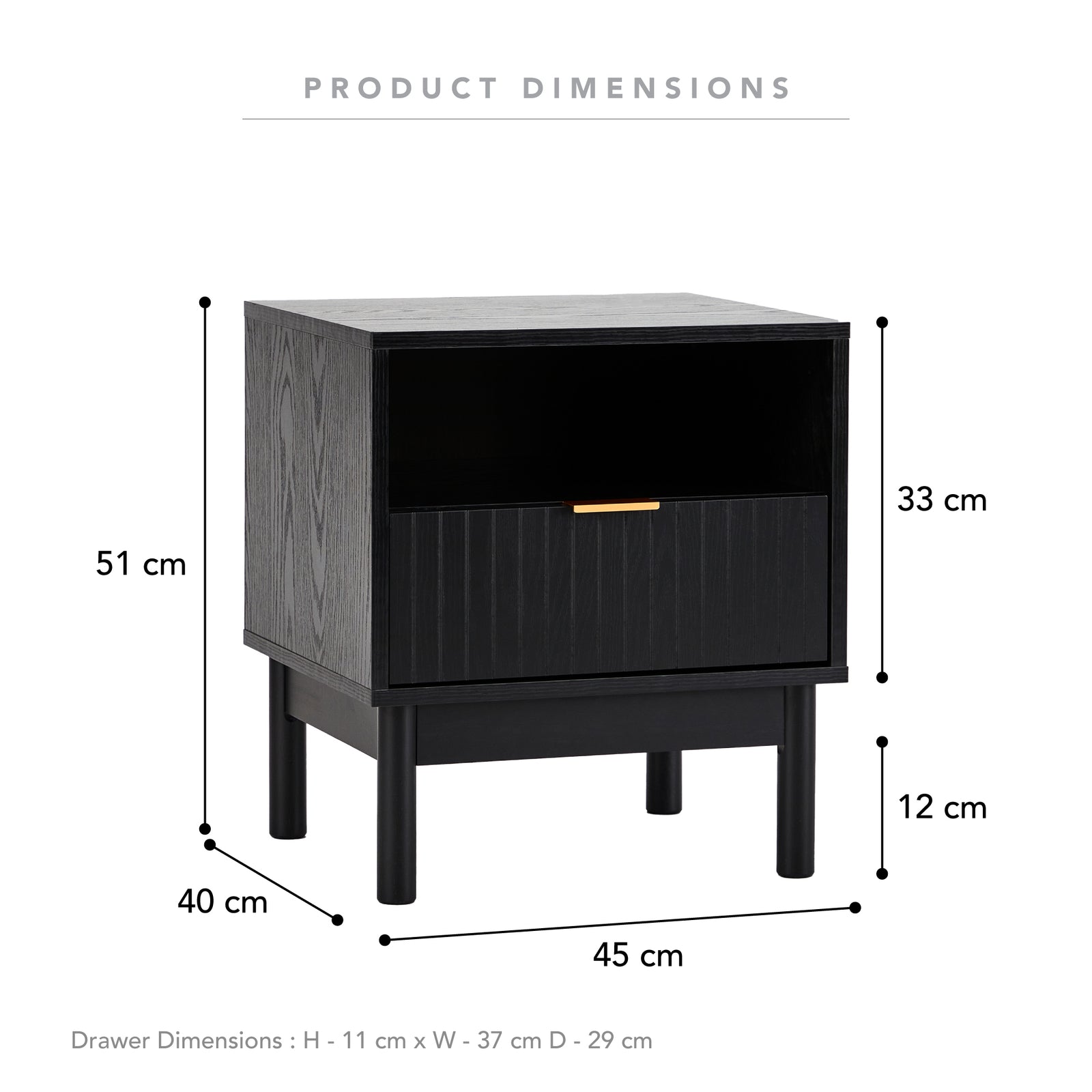 Apia Bedside Table Black (Set of 2)