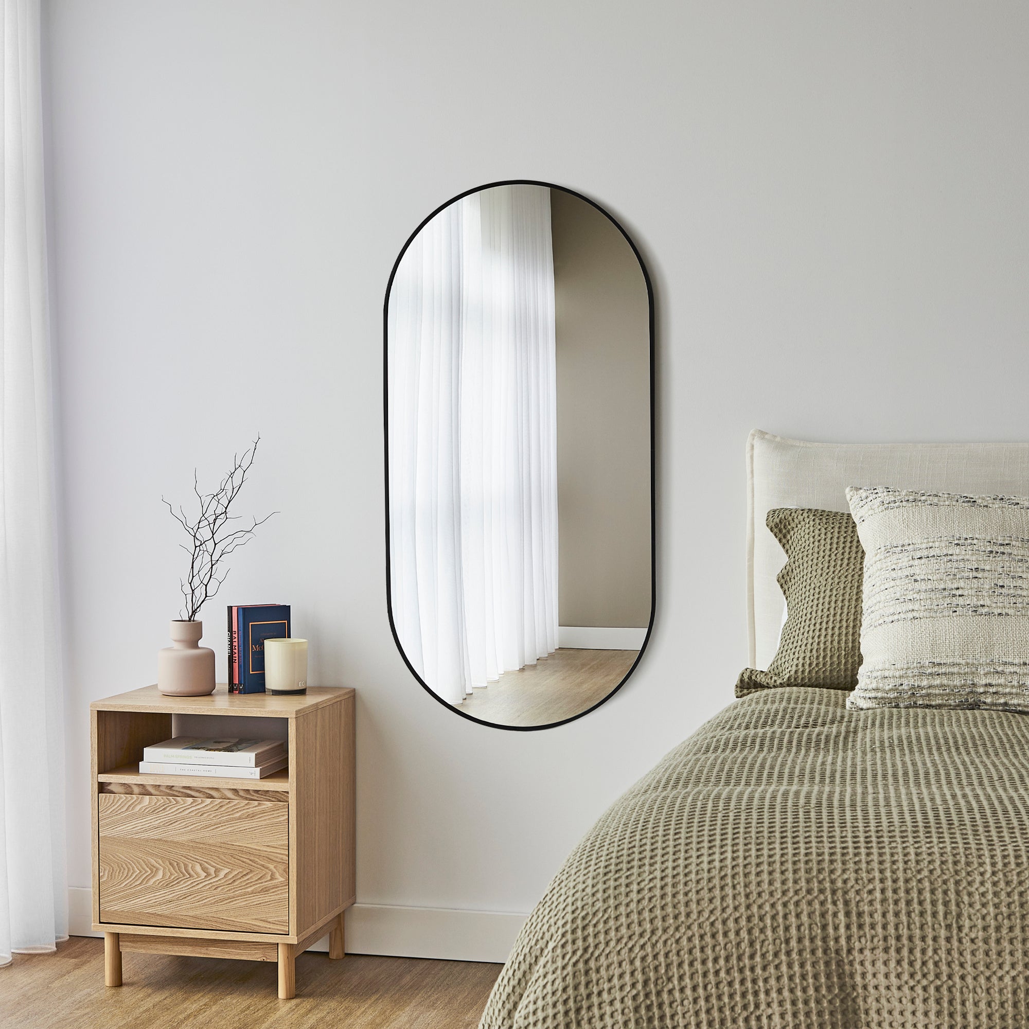 Zoe 120cm Oval Mirror Black
