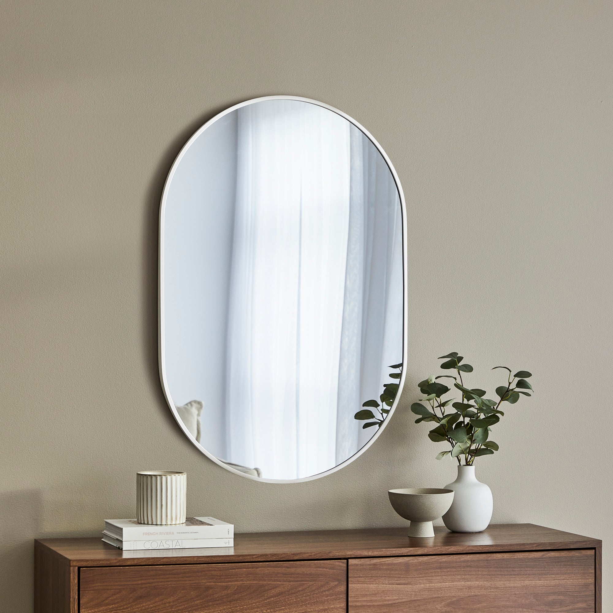 Zoe 90cm Oval Mirror White