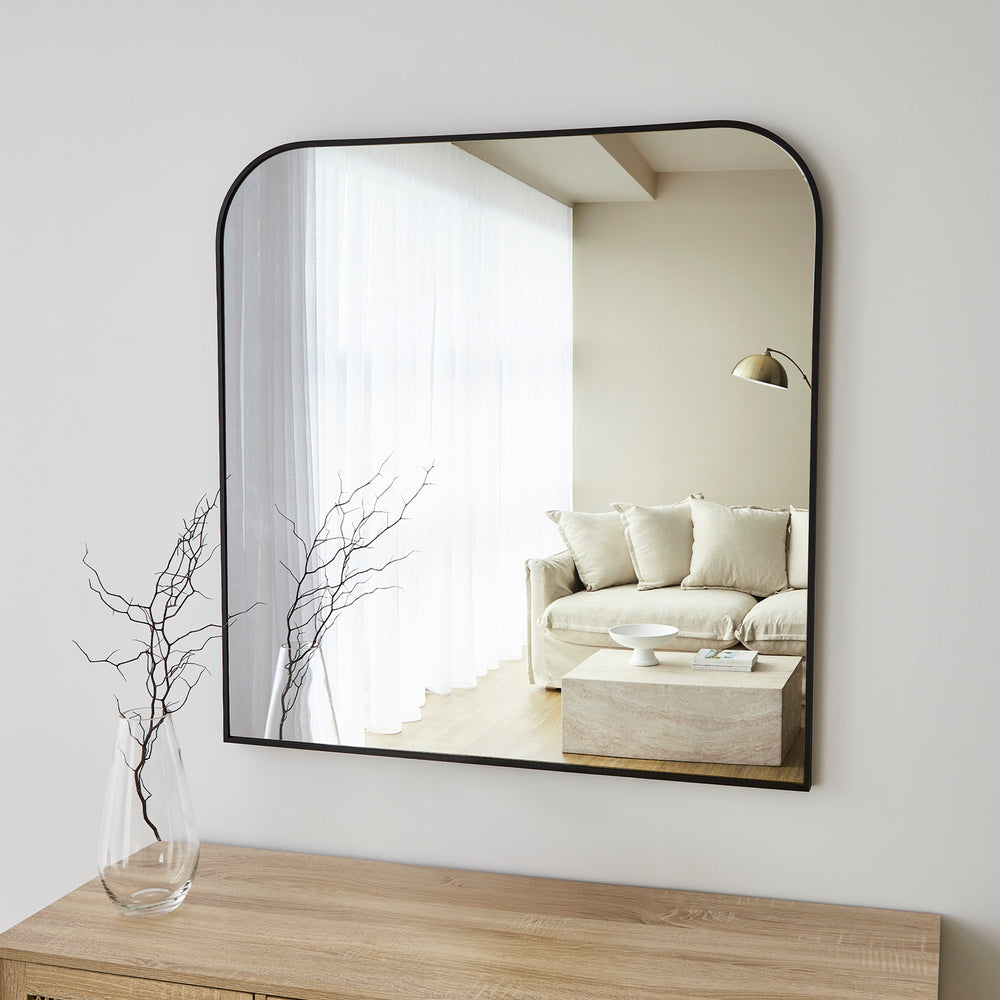 Ivy 90cm Rounded Mirror Black