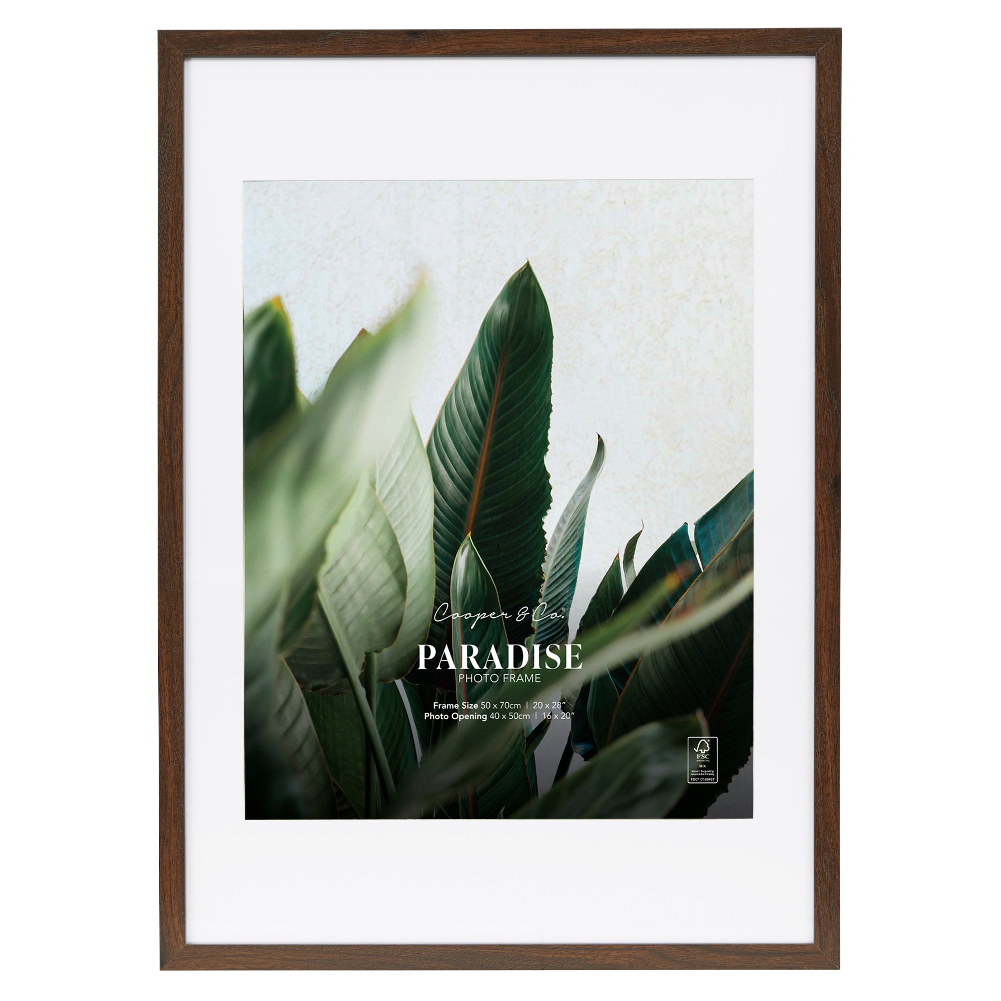 50x70cm Mat to 40x50cm Premium Paradise Wooden Photo Frame Walnut