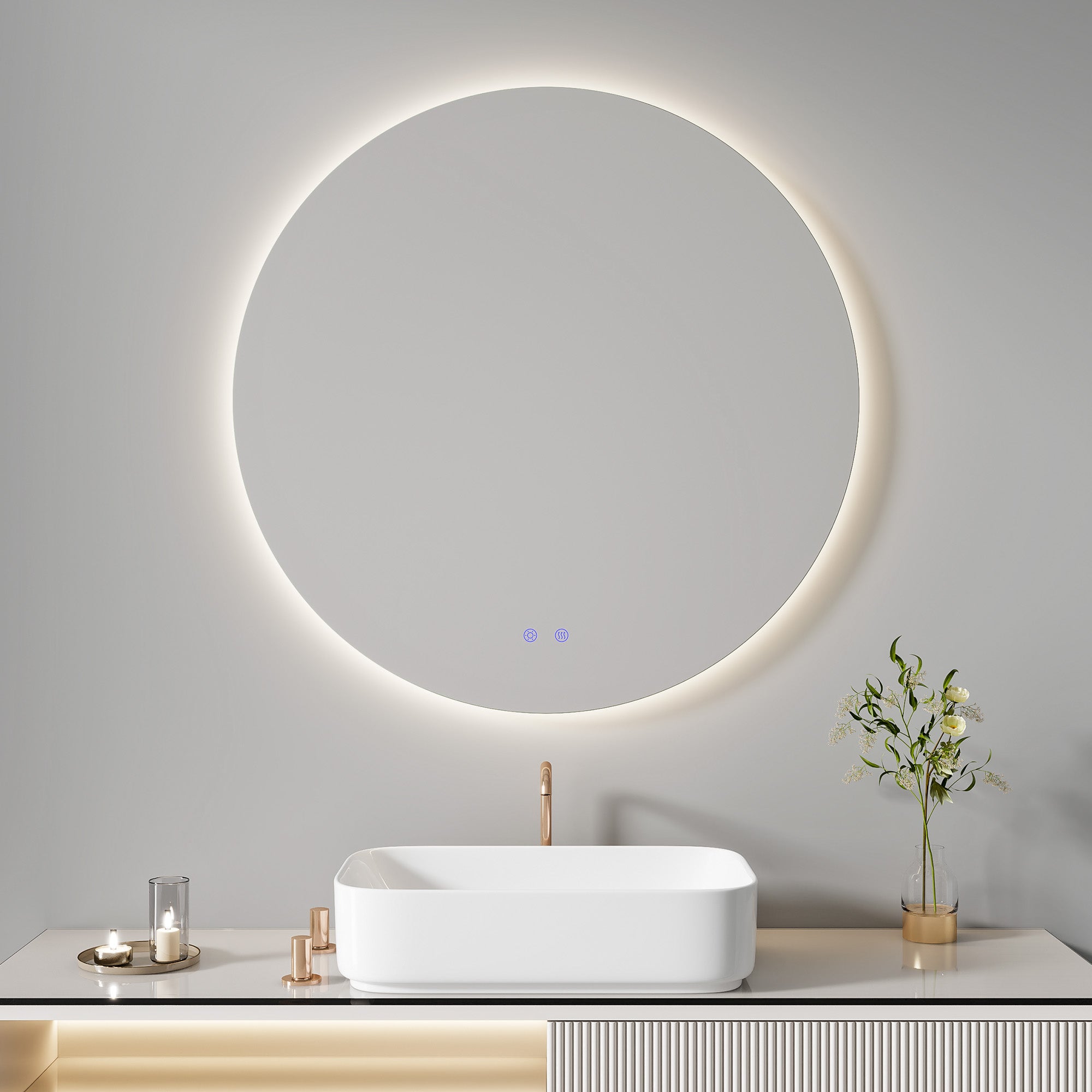 Aurora 80cm Round Backlit Mirror