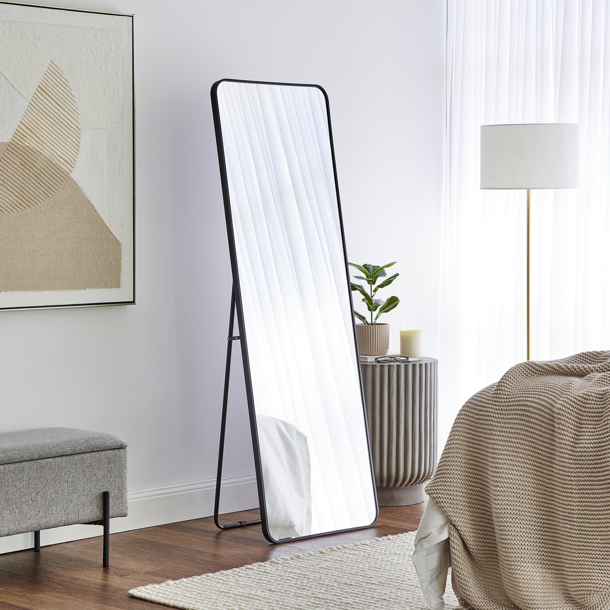 Buy Elle 165cm Black Standing Rectangle Mirror | Cooper & Co