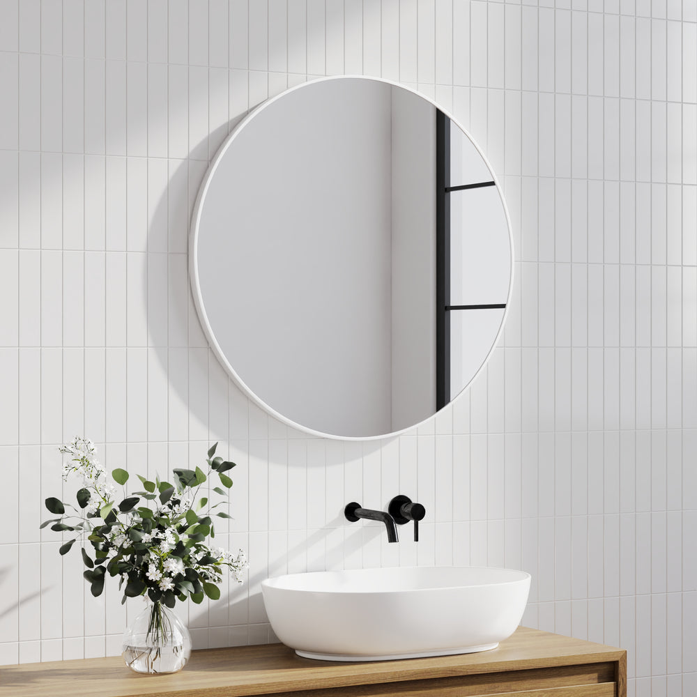 Buy White Linda 90cm Round Wall Mirror | Cooper & Co