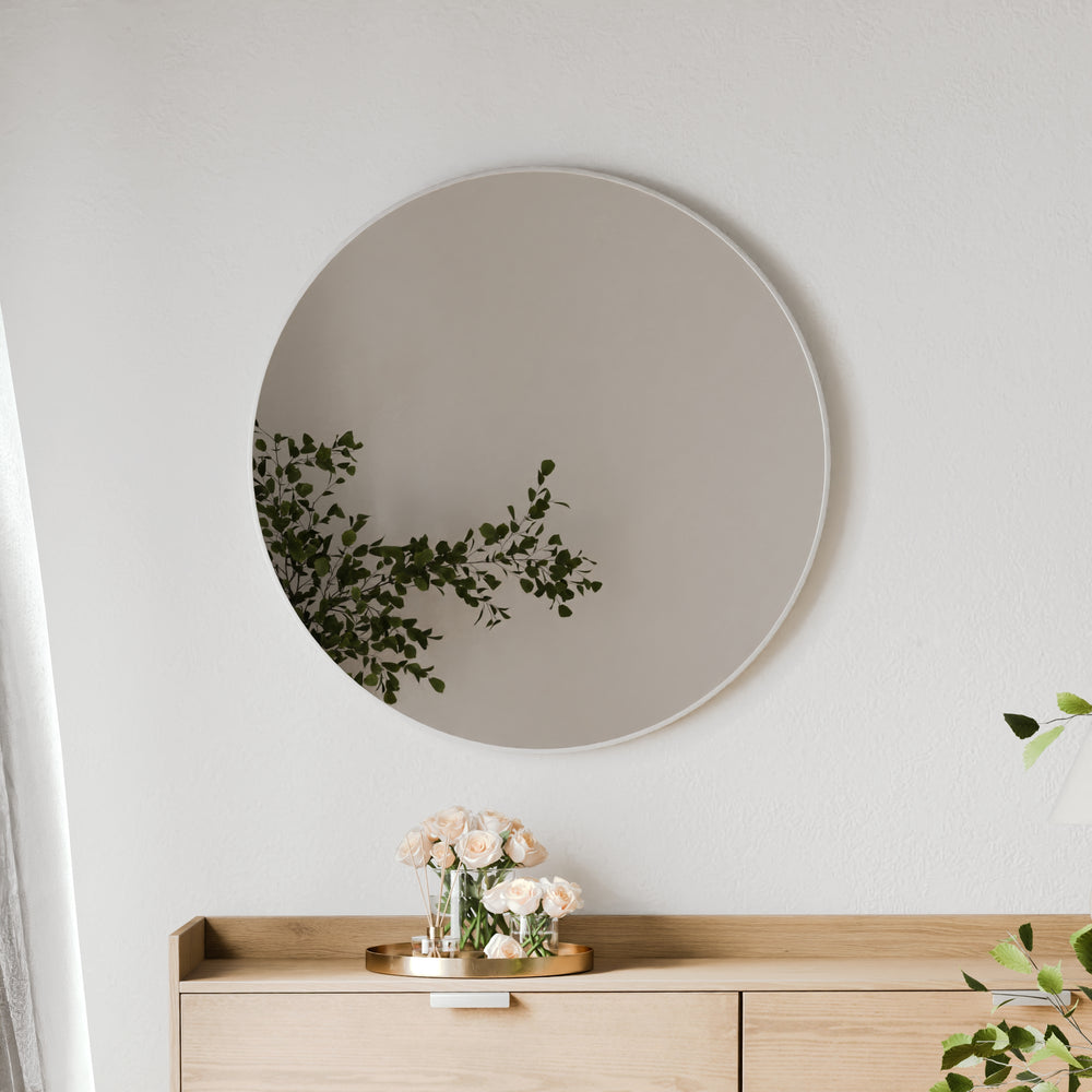 Buy White Linda 90cm Round Wall Mirror | Cooper & Co