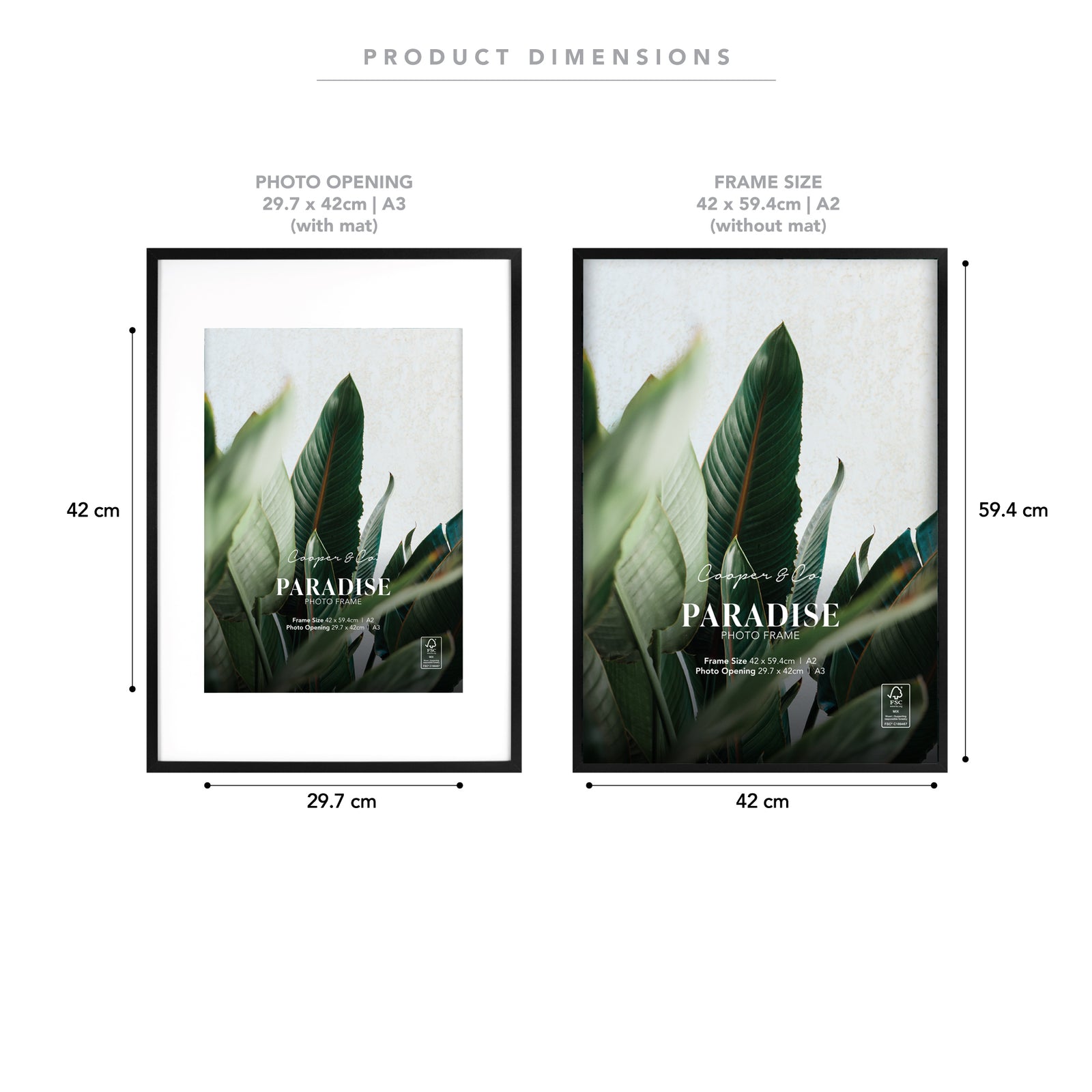 A2 Mat to A3 Premium Paradise Wooden Photo Frame