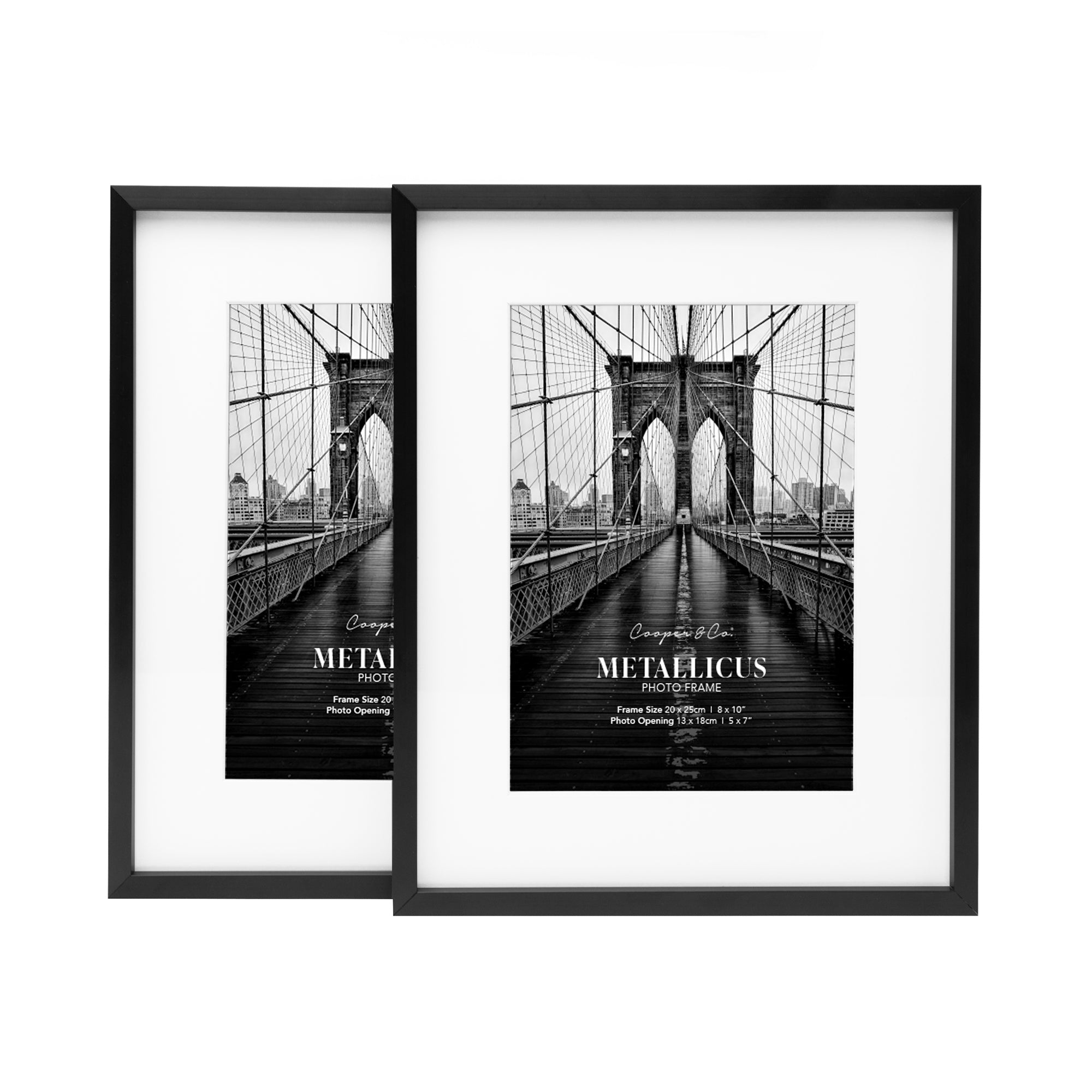 Set Of 2 20x25cm Mat to 13x18cm Premium Metal Photo Frames