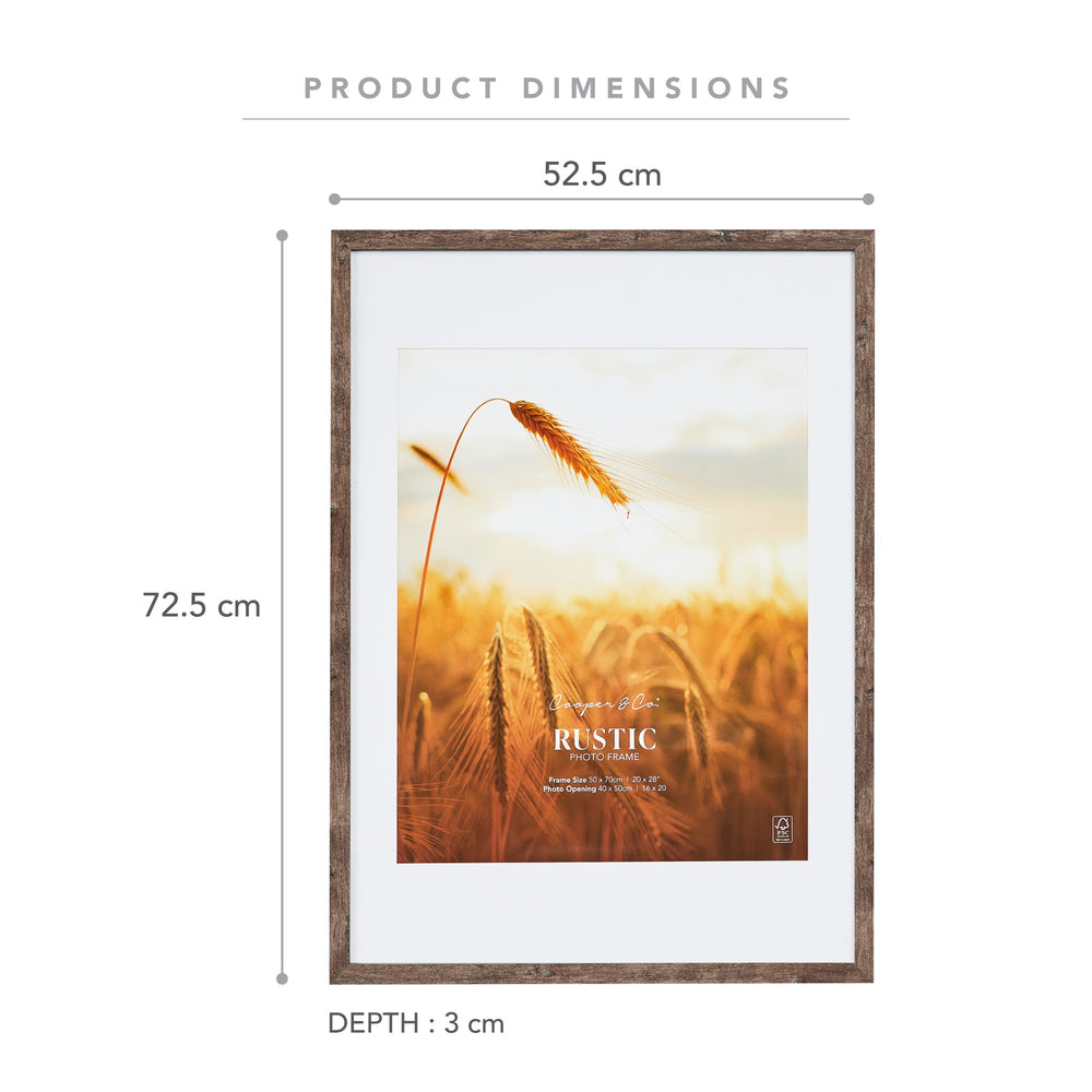50x70cm Mat to 40x50cm Premium Rustic Wooden Photo Frame