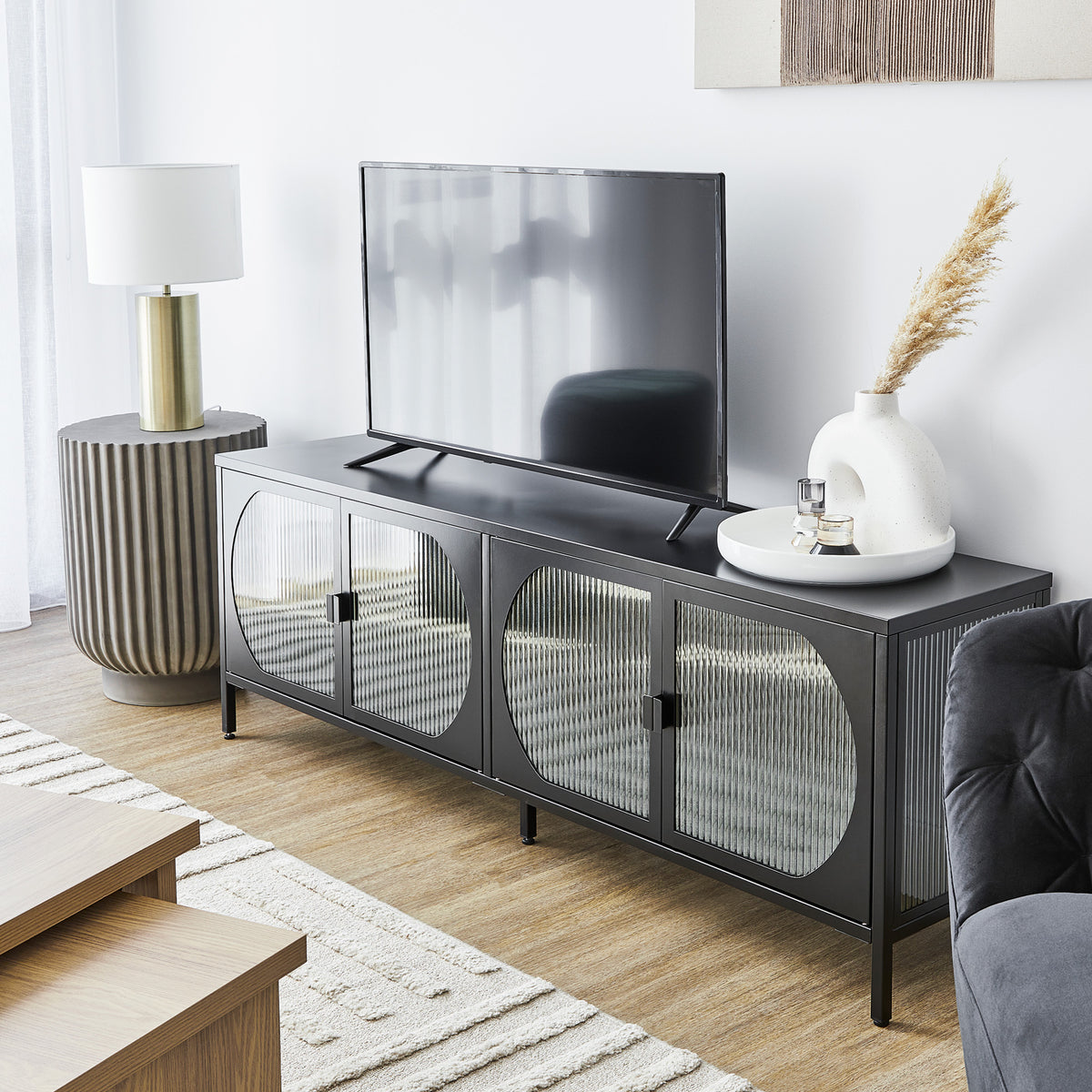 Eve Modern Metal Entertainment Unit Black (160cm)