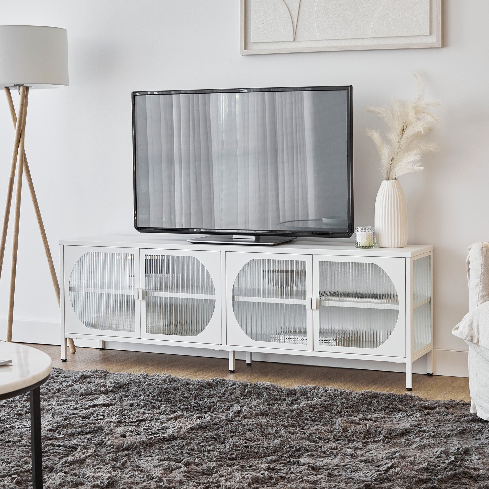 Eve Modern Metal Entertainment Unit White (160cm)