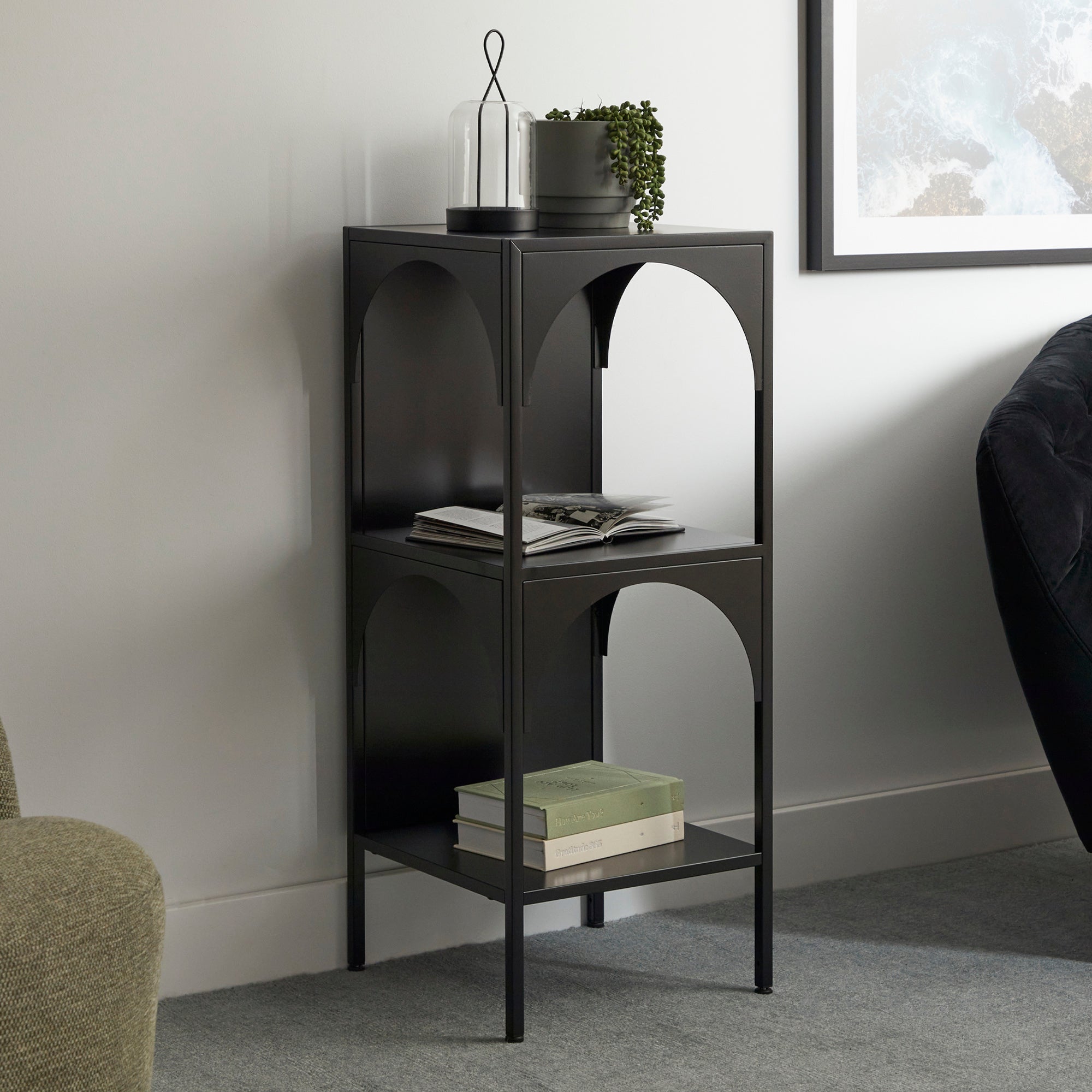 Eve Metal Open Front Shelving Unit Black