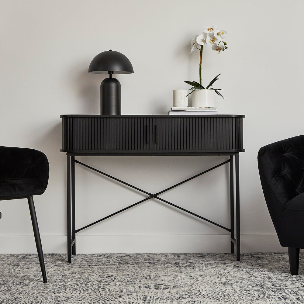 Haven Sliding Door Console Table Black (100cm)