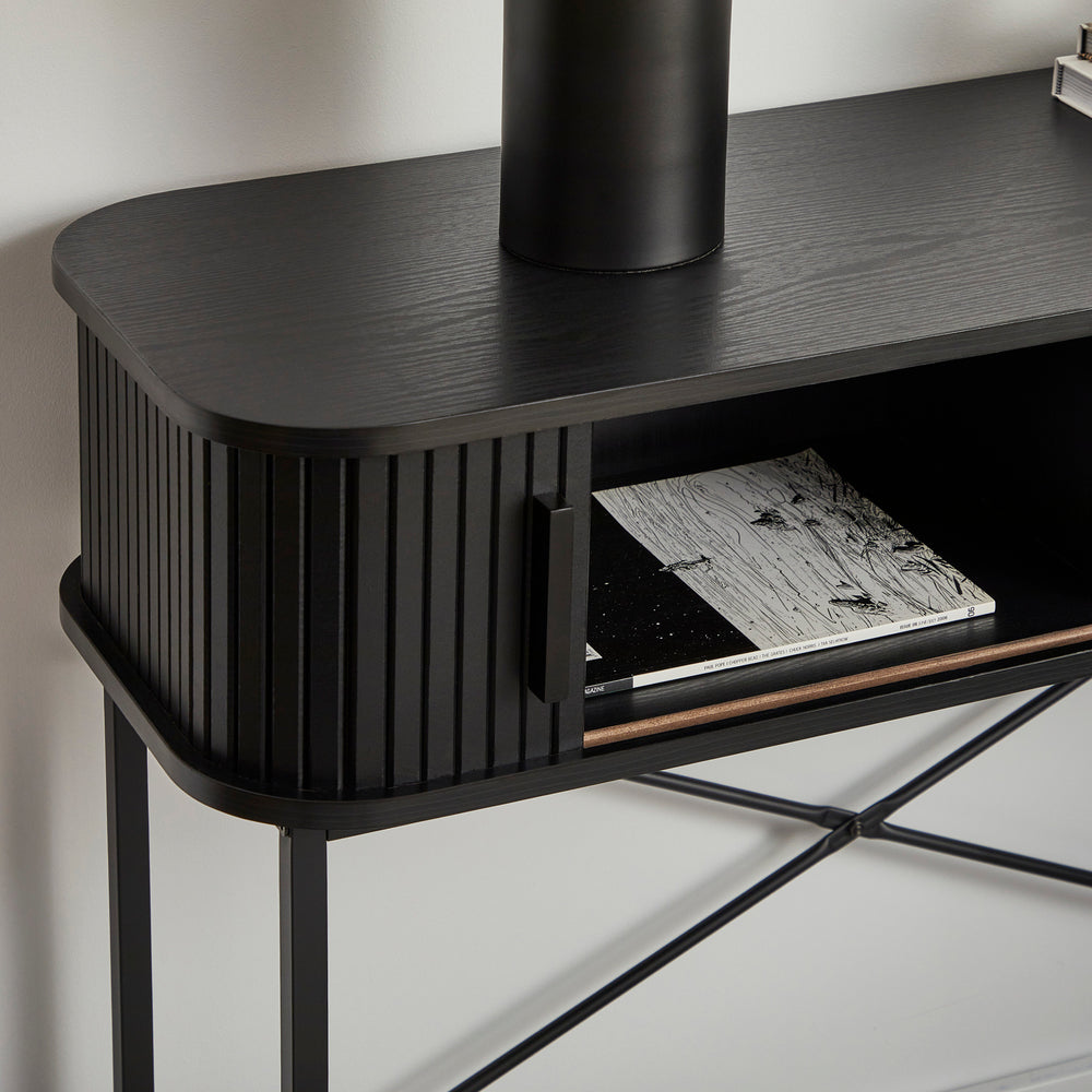 Haven Sliding Door Console Table Black (100cm)