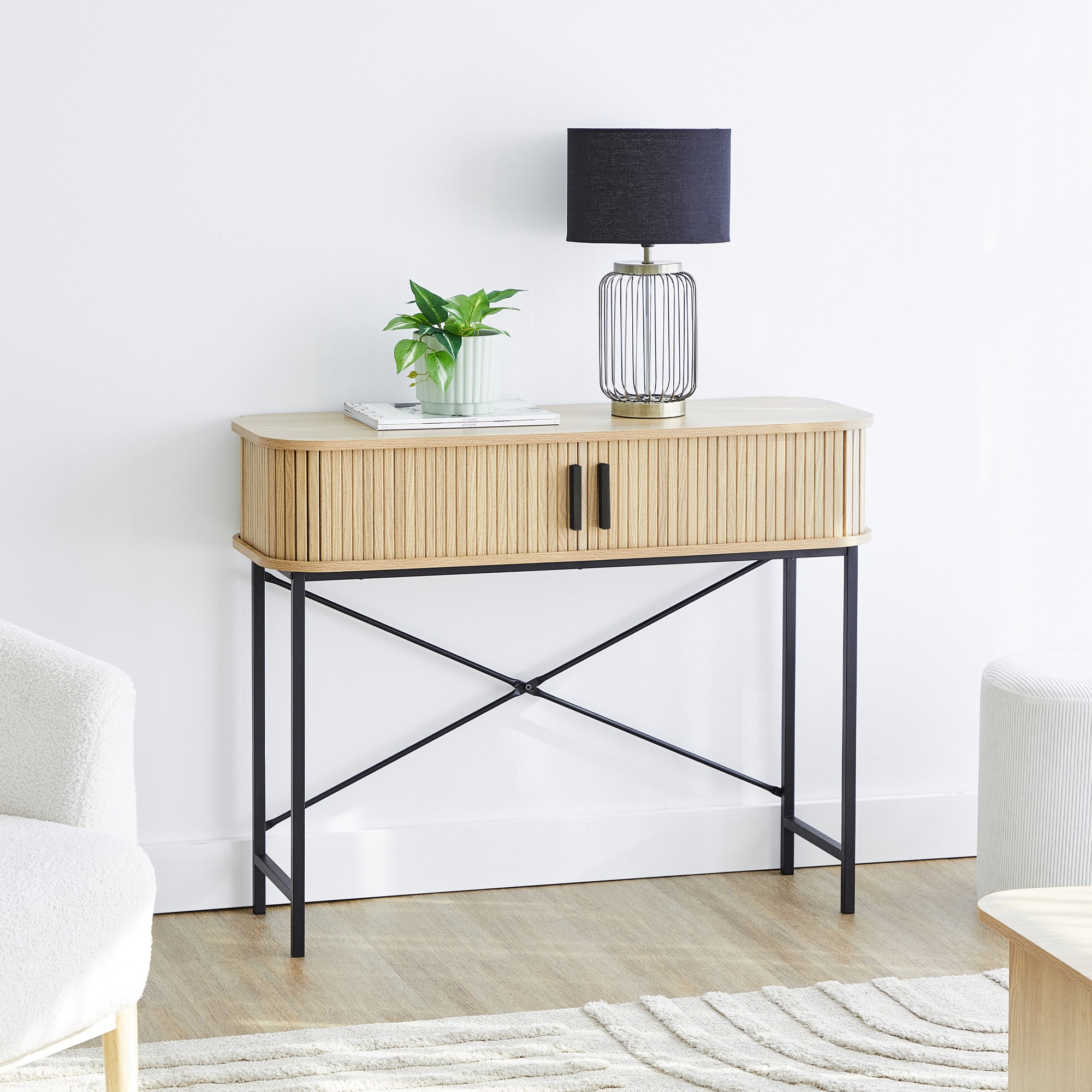 Haven Sliding Door Console Table Natural (100cm)