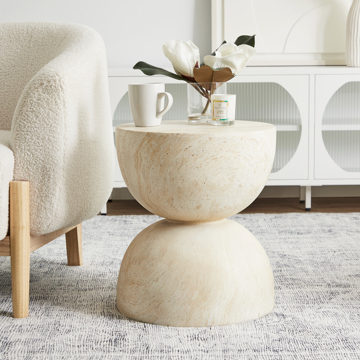 Stella Side Table Travertine Look