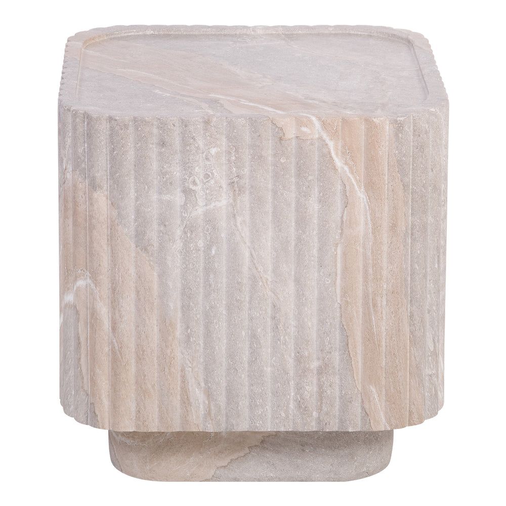 Silvi Travertine Look Side Table White